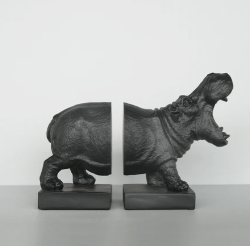 Hippo Bookends - Black